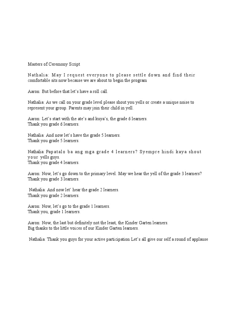 Year-End Program MC Script | PDF