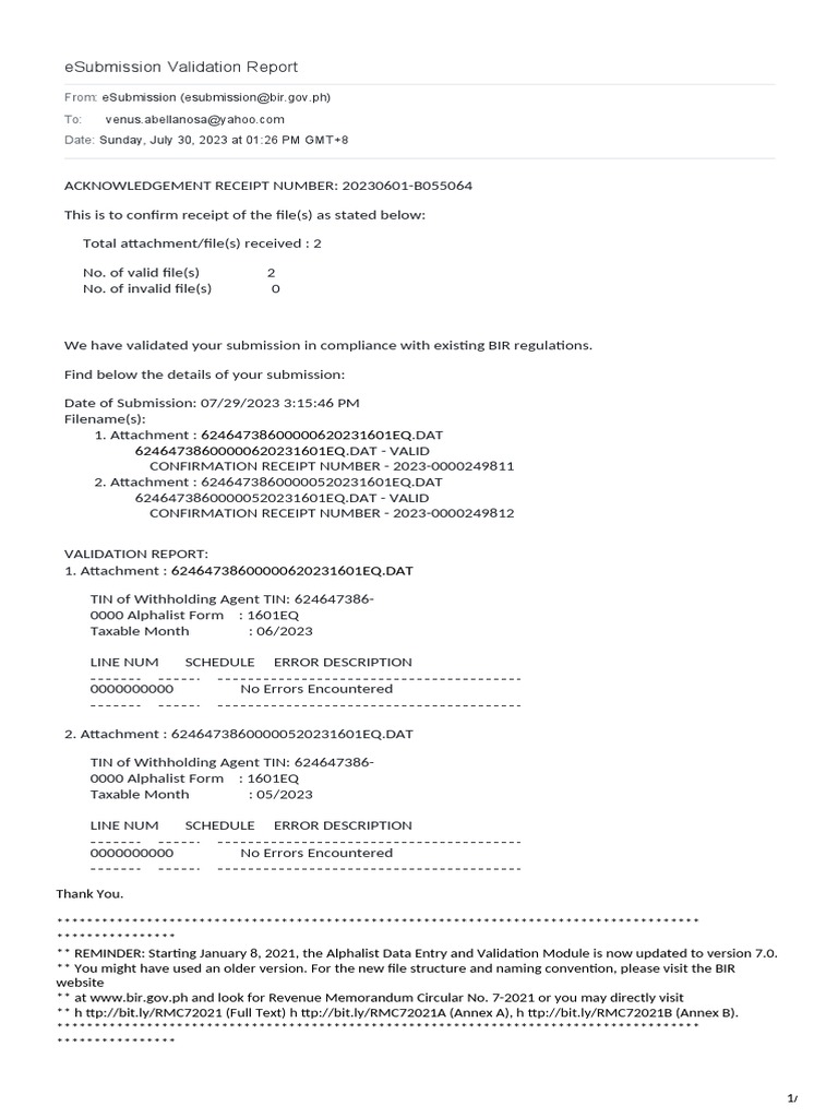 ALPHALIST ESUB VALIDATION 1ST QTR Michael Ilao - Yahoo Mail ...