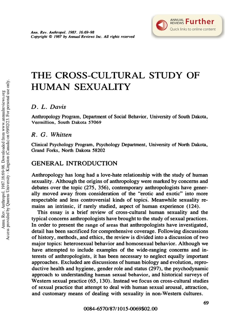 The Cross-Cultural Study of Human Sexuality | PDF