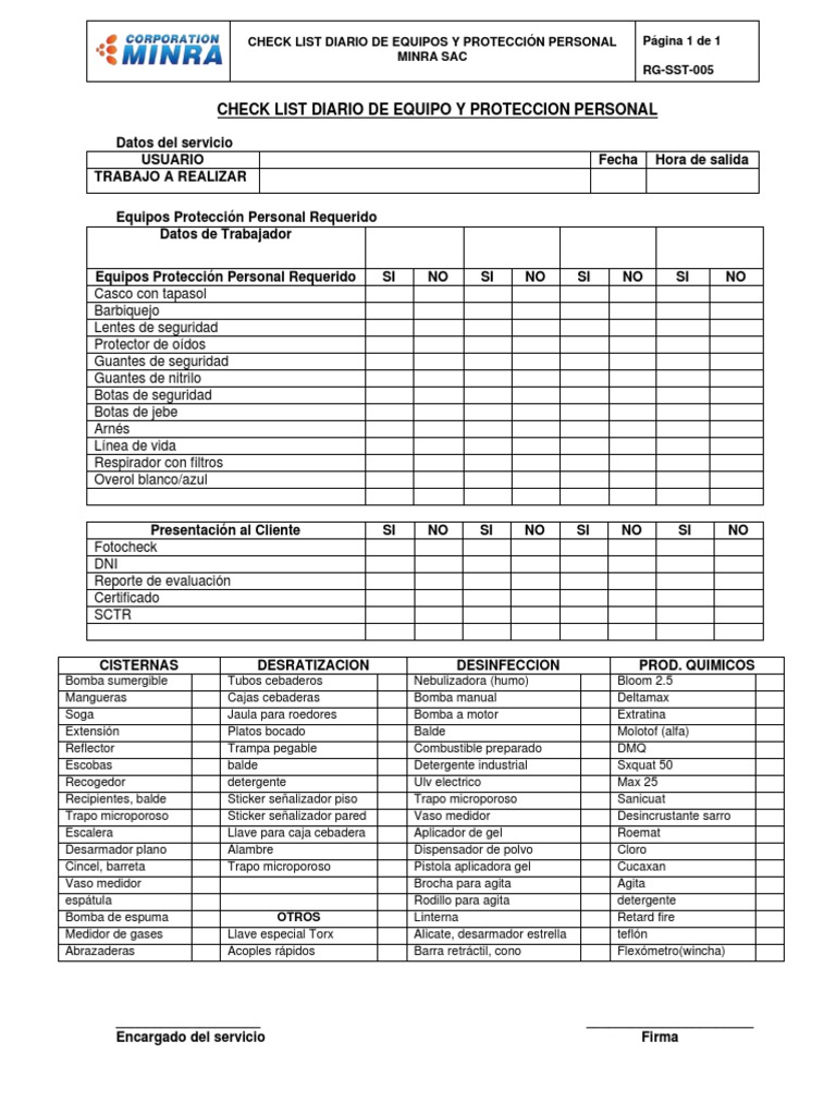 CHECK LIST EPP Y MATERIALES | PDF