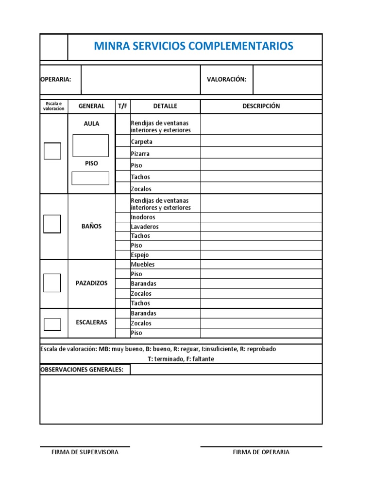 Check List de Limpieza | PDF Check List de Limpieza | PDF