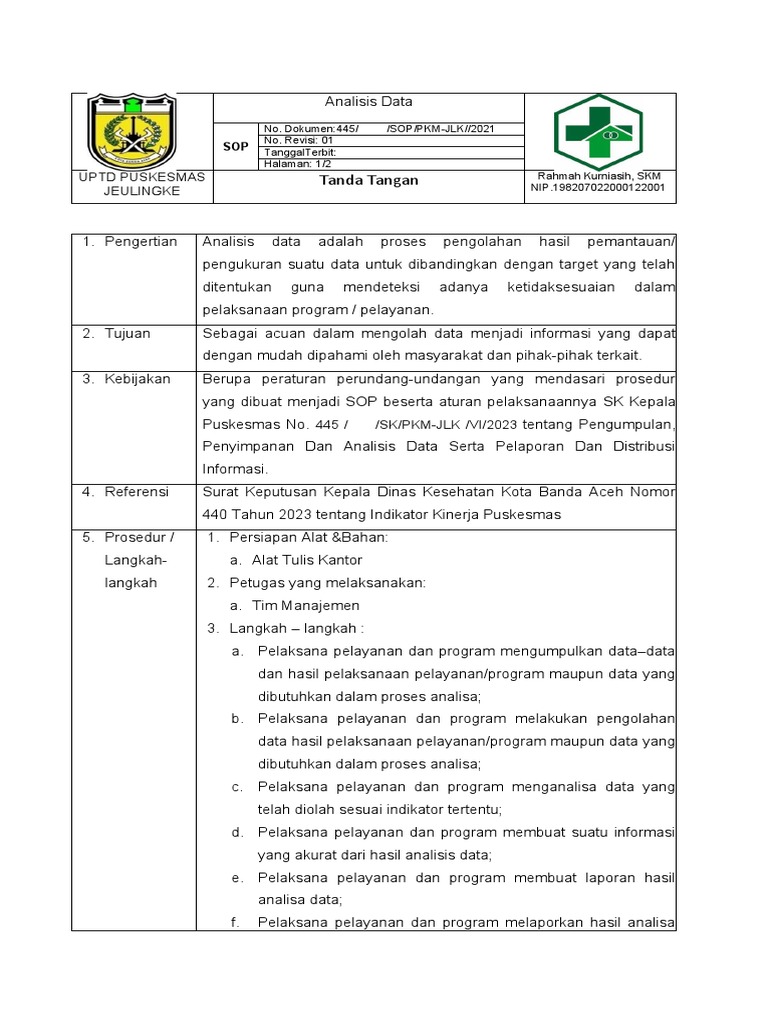 1.2.4 (A) 3 SOP Tentang Analisis Data | PDF