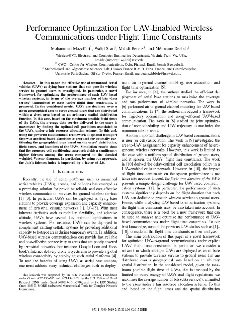 2017 Performance Optimization For Uav Enabled Wireless Communications Under Flight Time