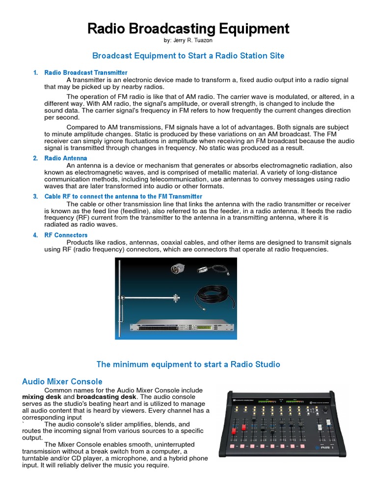 Radio Broadcasting Equipment | PDF | Transmitter | Microphone