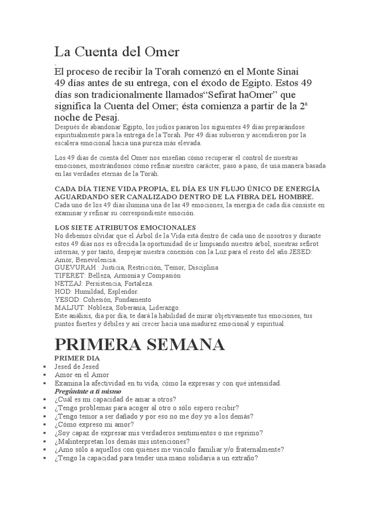 La Cuenta del Omer | PDF | Amor | Las emociones