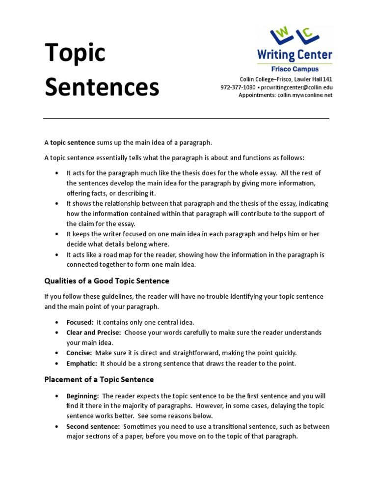 CURRENT-Topic Sentences | PDF | Water