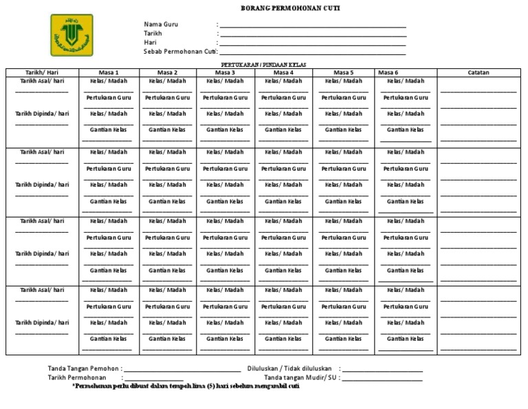 Borang Permohonan Cuti PDF | PDF