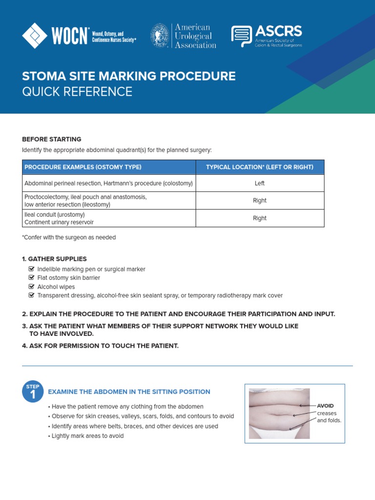 WOCN Stoma Marking Procedure | PDF | Abdomen | Medical Procedures