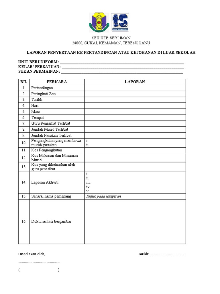 Template Laporan Pertandingan | PDF