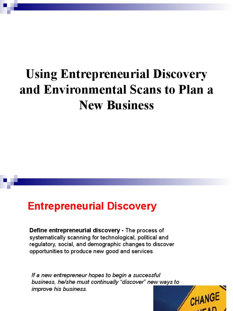 Entrepreneurial Discovery & Environmental Scans | PDF