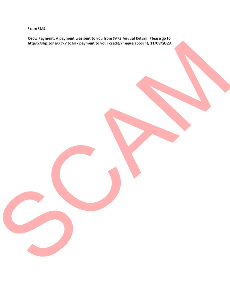 SARS SCAM 347 SMS Payment From SARS 11 August 2023 | PDF