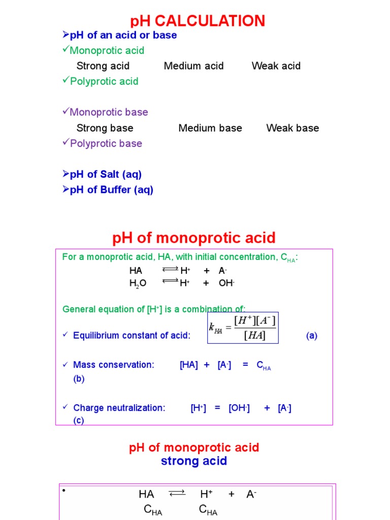 PH Calculation | PDF | Acid | Buffer Solution