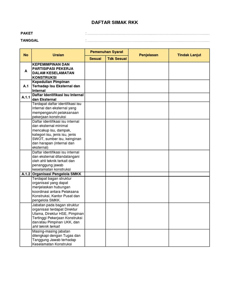 Daftar Simak Rkk Pdf