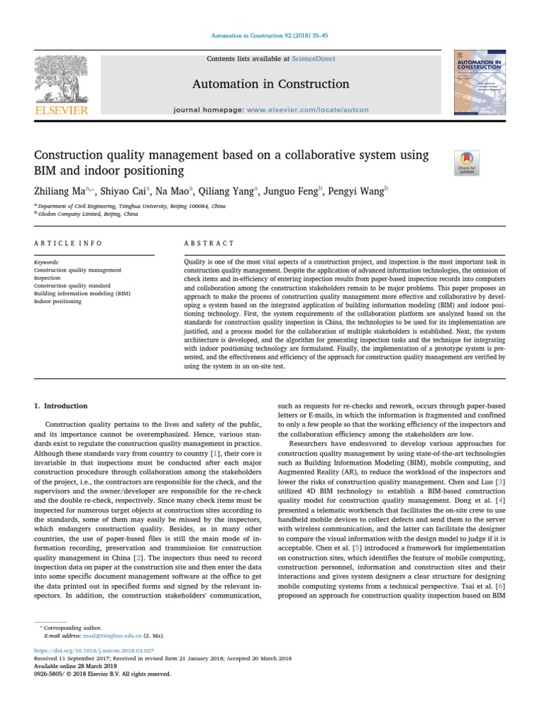 Construction Quality Management Based On A Collaborative System Using BIM | PDF | Building ...