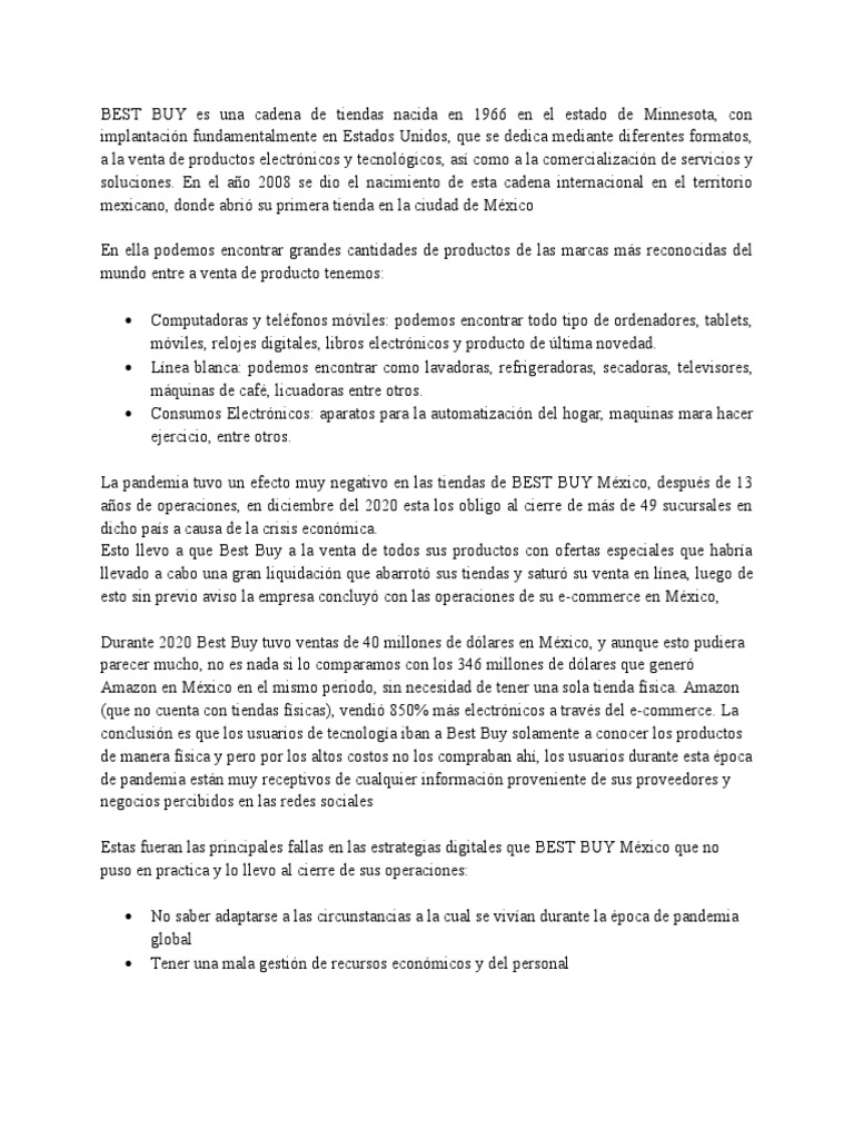 Caso BEST BUY | PDF | Comercio electrónico | México