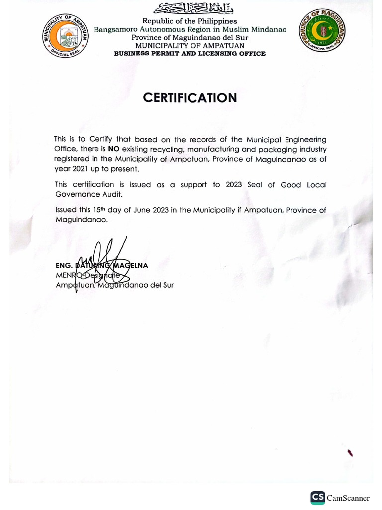 Menro Certificate | PDF