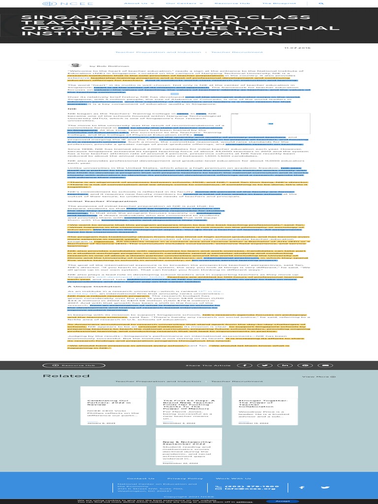 Singapore's World-Class Teacher Education Organization: The National ...