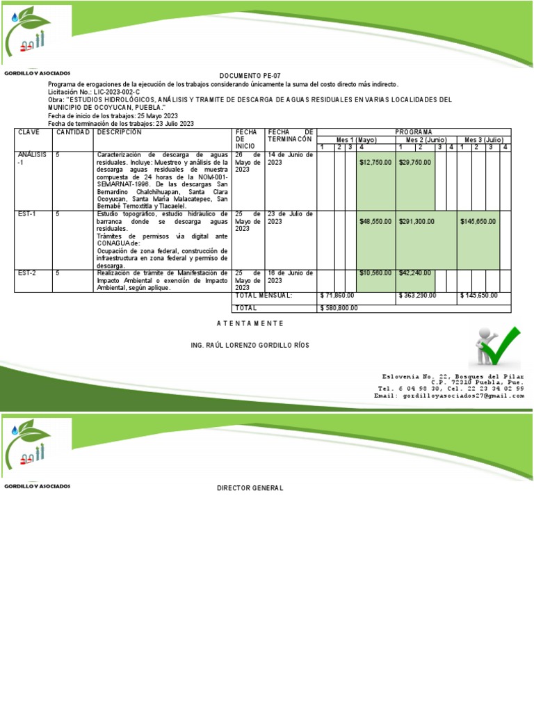 No. PE-07 Programa de Erogaciones | PDF