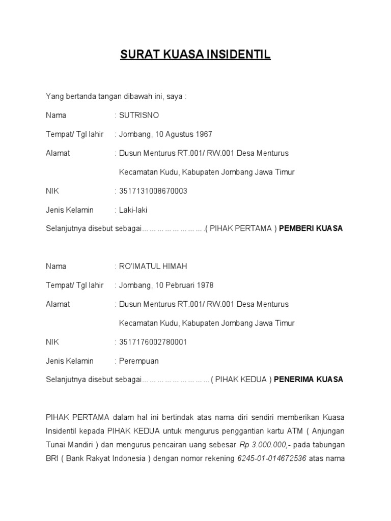 Surat Kuasa Insidentil | PDF