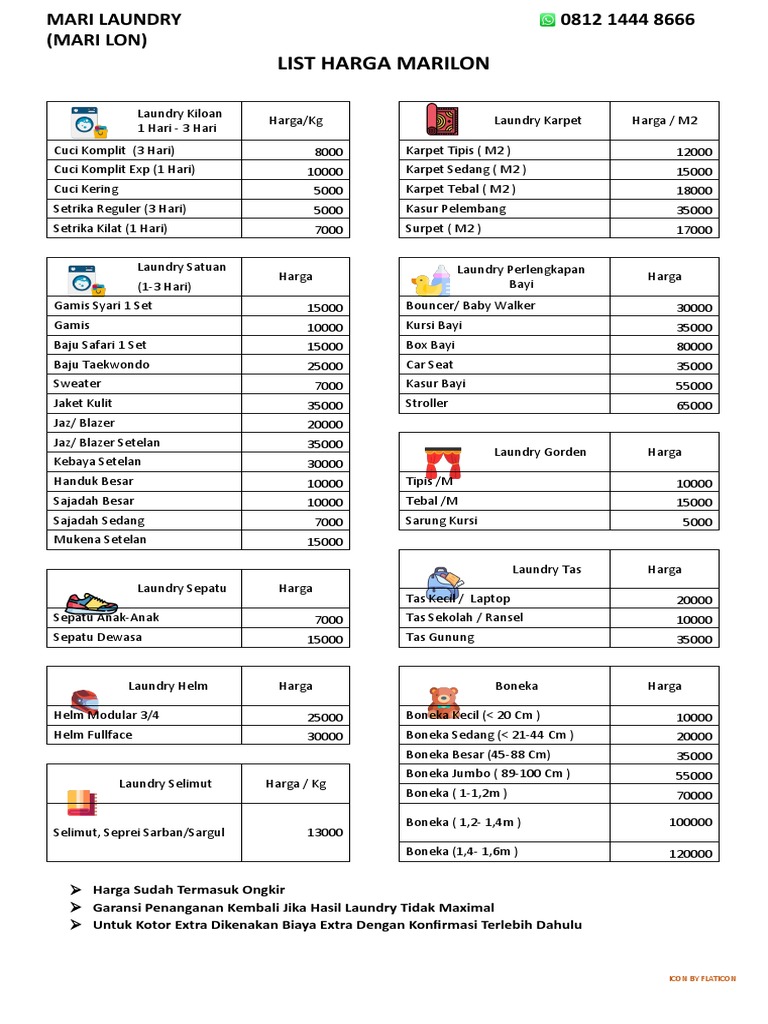 Daftar Harga Laundry Kiloan 2025 | PDF