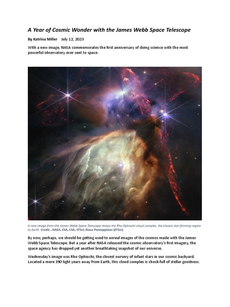 A Year of Cosmic Wonder With The James Webb Space Telescope | PDF ...