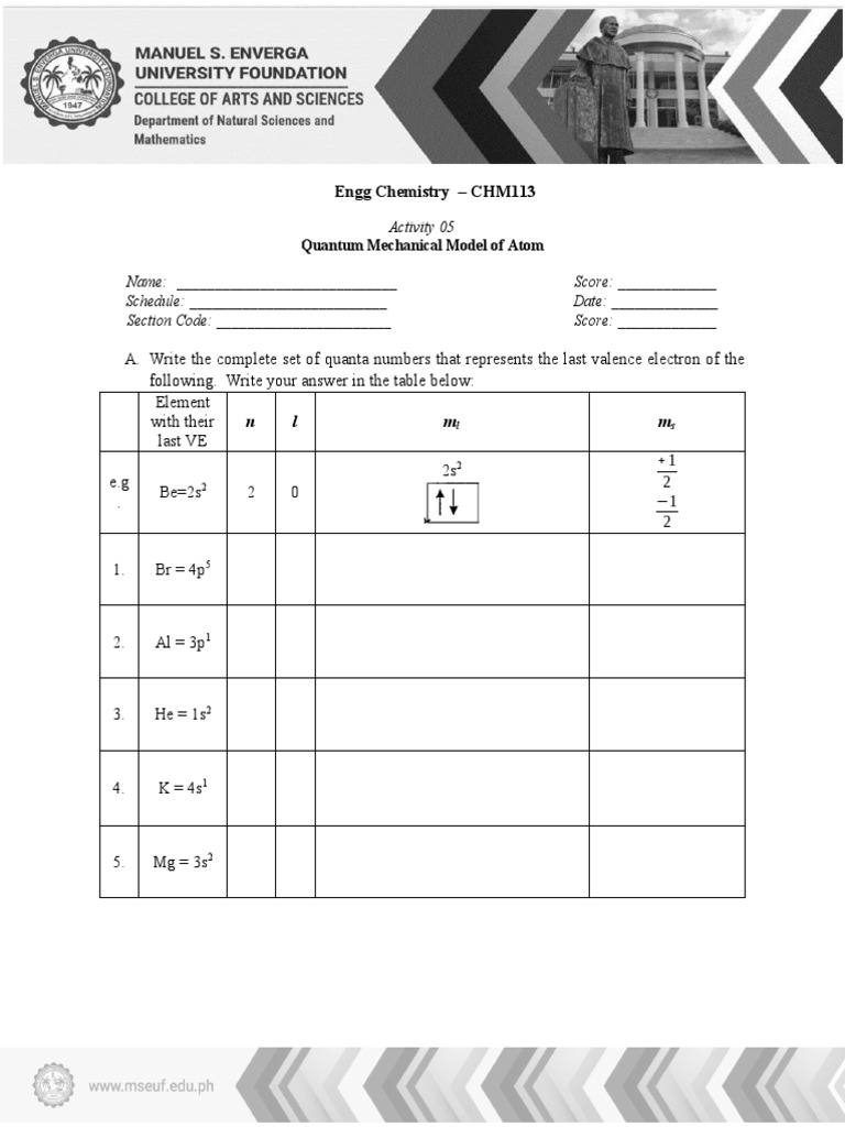WEEK-3-Activity-5-Quantum-Mechanuical-Model | PDF | Atomic Orbital ...