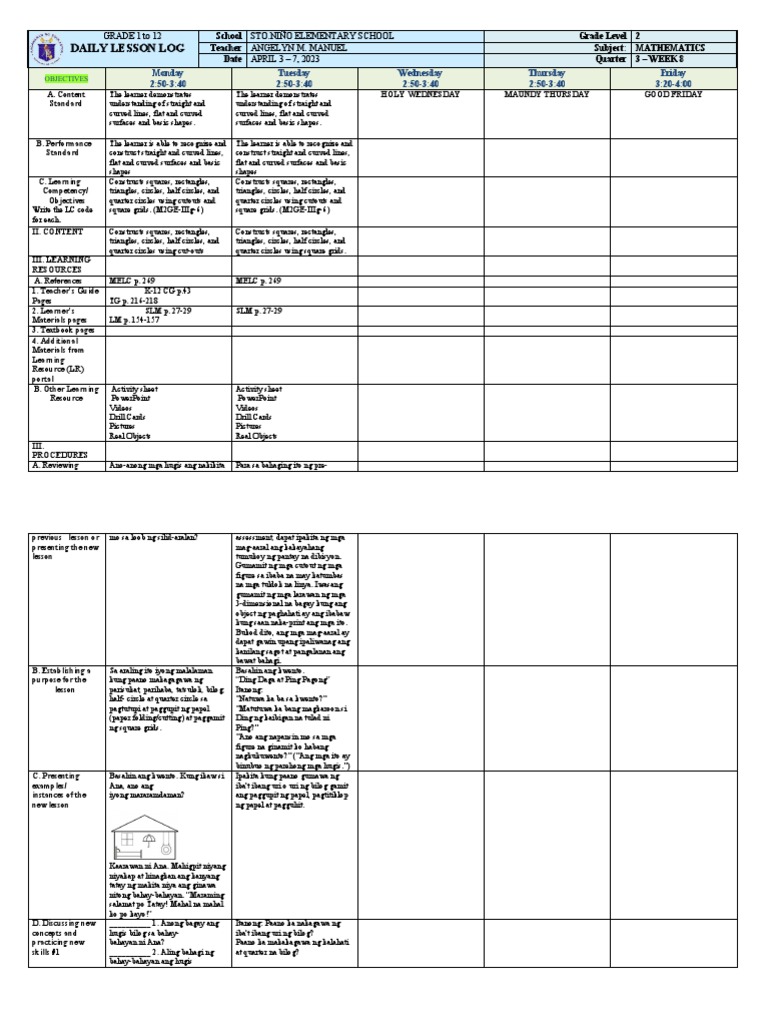DLL Math Q3 W8 | PDF