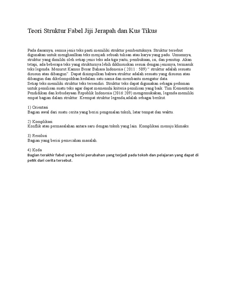 Teori Struktur Fabel Jiji Jerapah Dan Kus Tikus | PDF