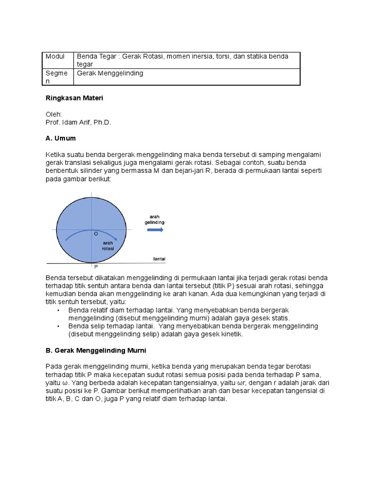 08-02 Ringkasan Gerak Menggelinding | PDF