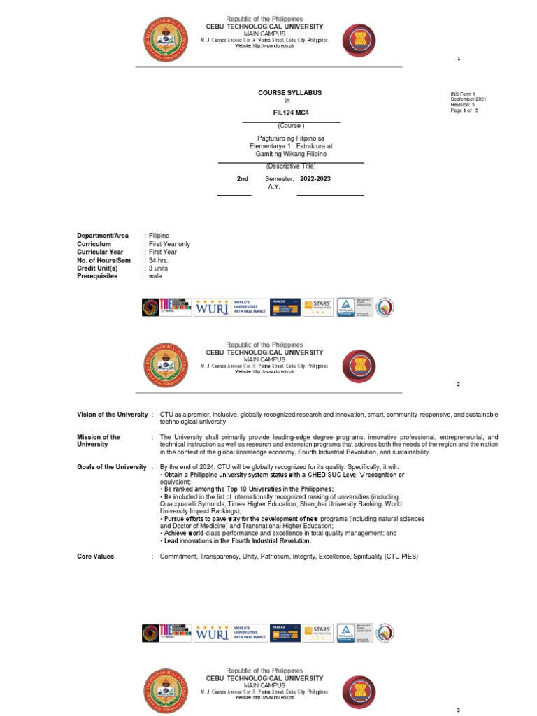 FIL124 MC4 Syllabus | PDF | Curriculum | University