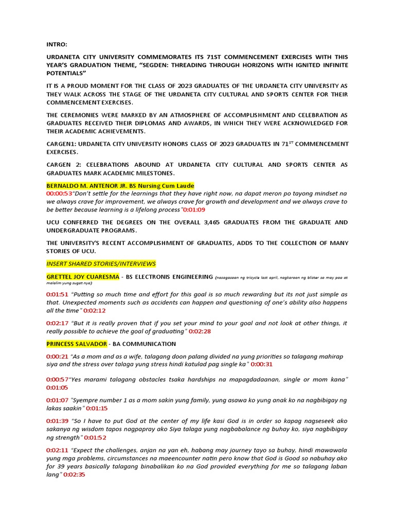 Script Graduation | PDF