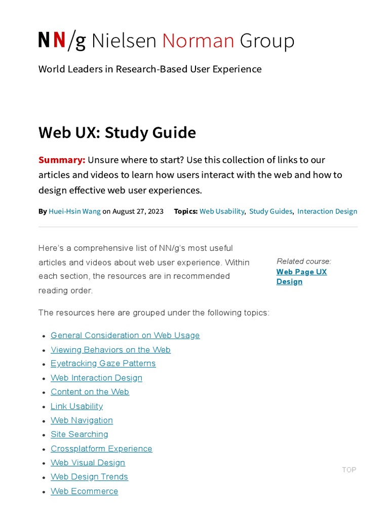 Web UX - Study Guide | PDF
