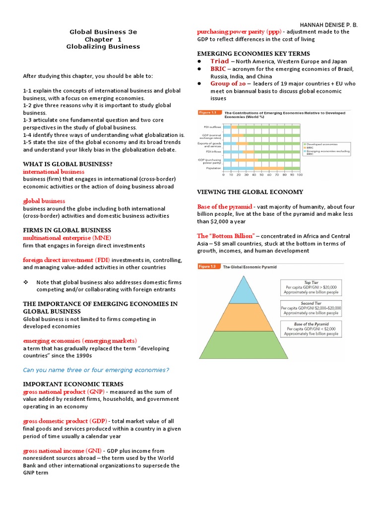 Global Business 3e Globalizing Business Emerging Economies Key Terms ...
