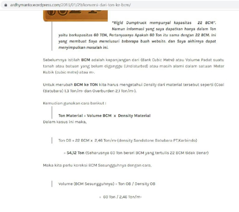 Konversi BCM Ke Ton | PDF