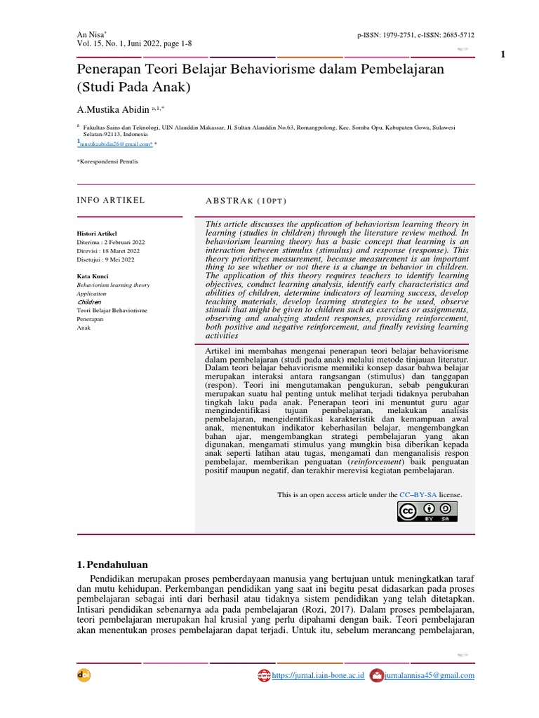 Jurnal Behaviorisme | PDF