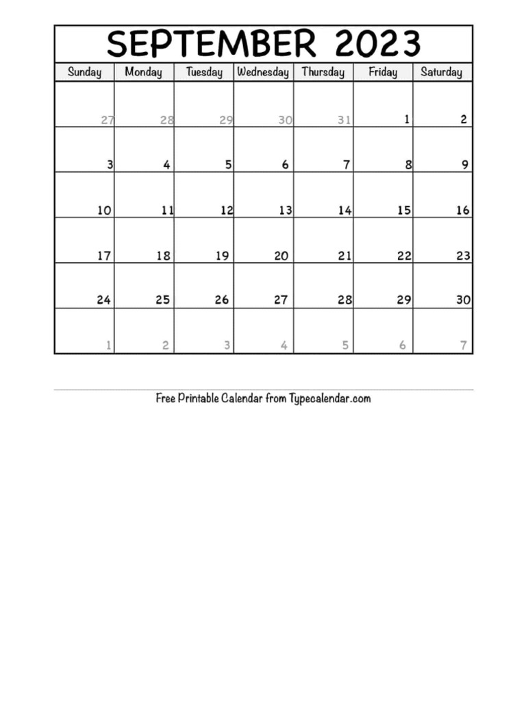 Printable Calendar September 2023 | PDF