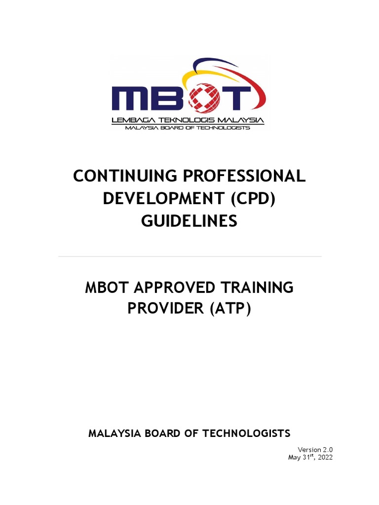 MBOT CPD Guidelines for Training Providers | PDF | Professional ...