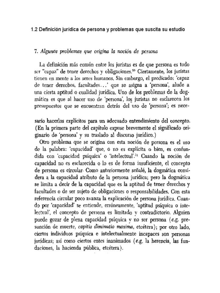 1.2 Definición Jurídica de Persona y Problemas Que Suscita Su Estudio | PDF