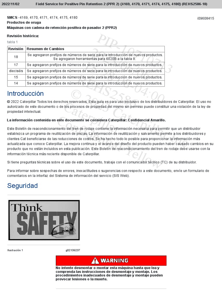 Field Service For Positive Pin Retention 2 (PPR 2) (4169, 4170, 4171 ...