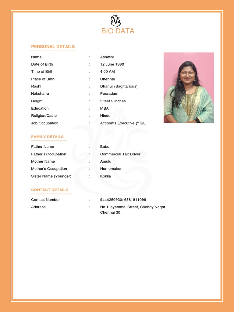 Ashwini - Biodata (By Createmybiodata - Com) | PDF