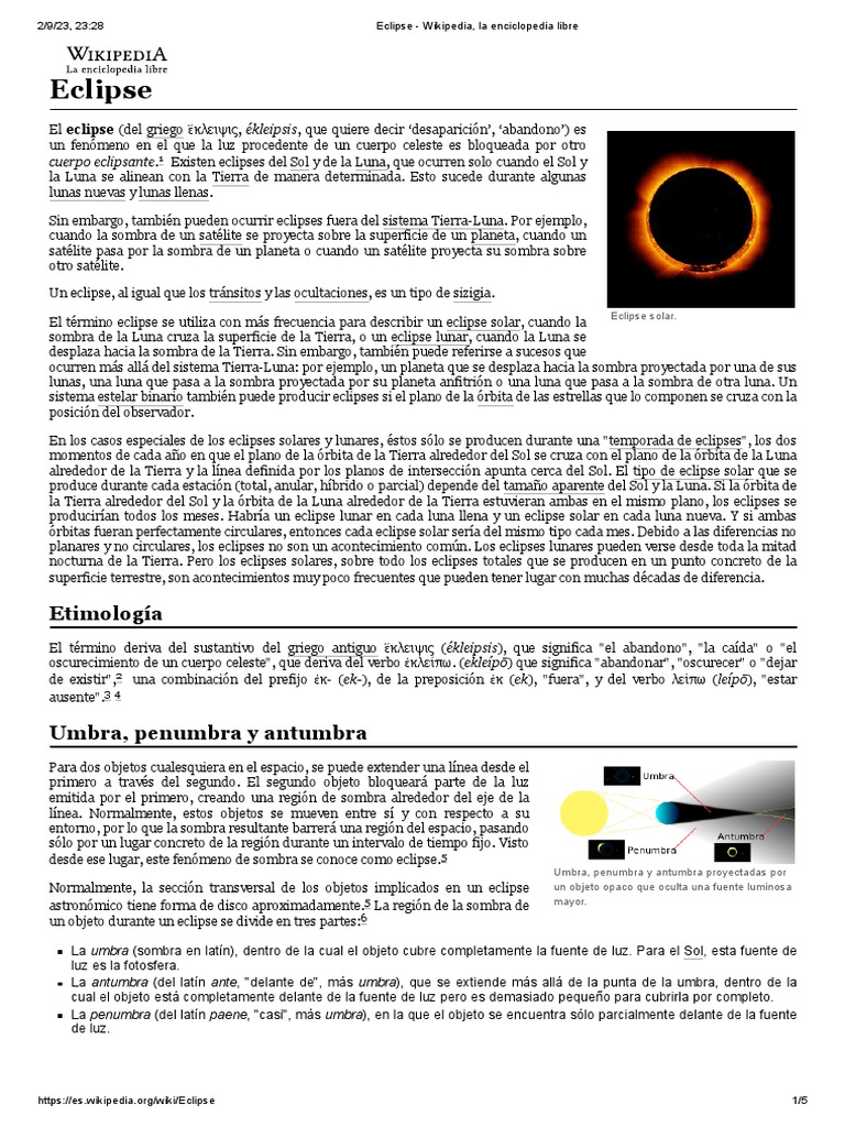 Eclipse - Wikipedia, La Enciclopedia Libre | PDF | Eclipse | Planetas ...