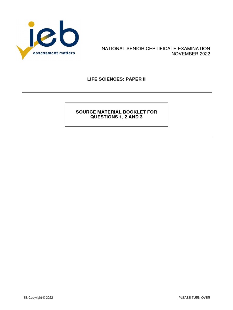 Life Sciences P2 Source Booklet 2022 | PDF