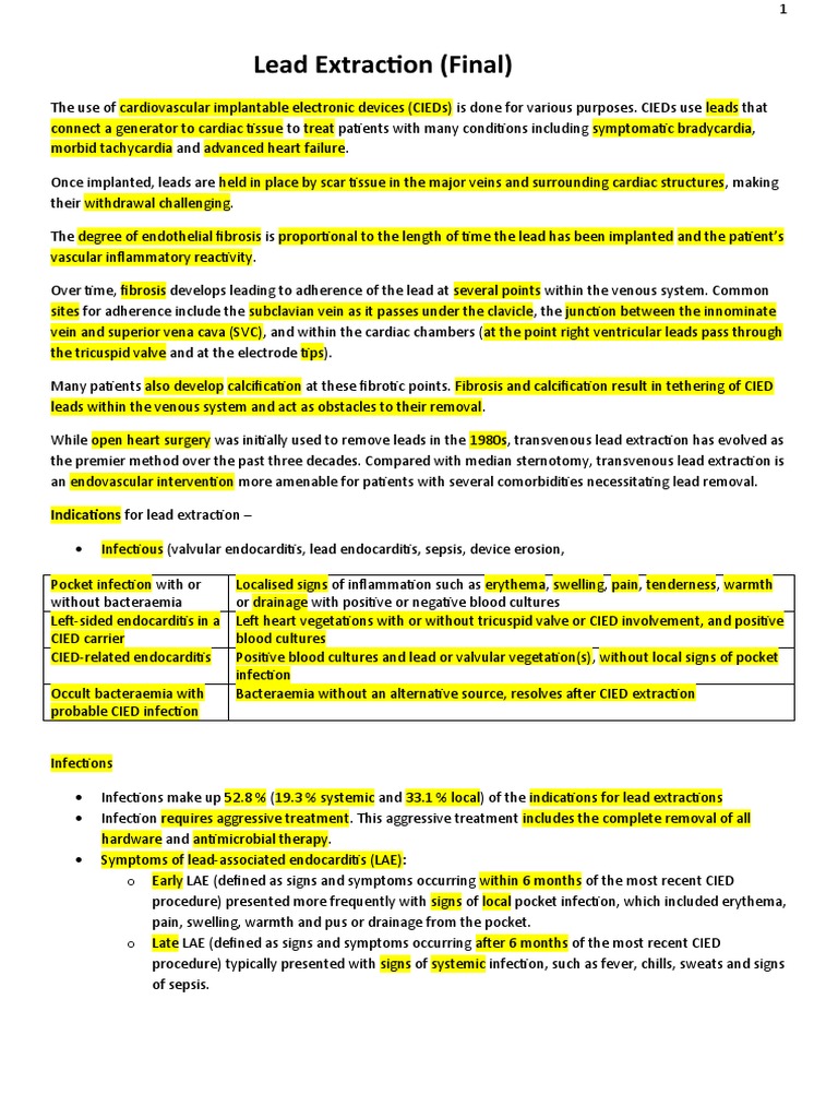 Lead Extraction | PDF | Vein | Heart
