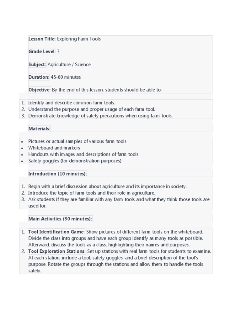 Agri | PDF | Agriculture | Lesson Plan