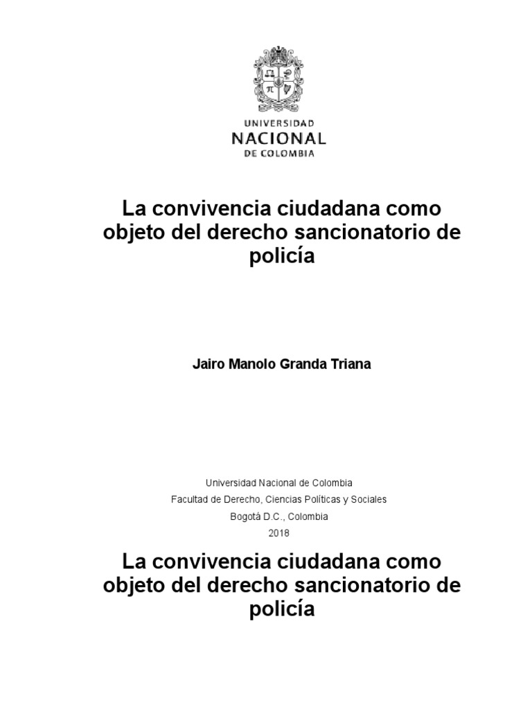 La Convivencia En El Codigo De Policia Pdf Policía Regulación