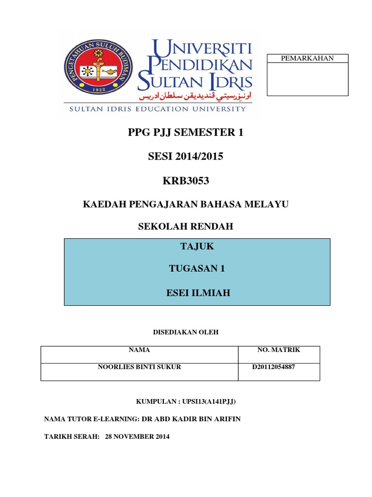 Dokumen - Tips Tugasan 1 Esei Ilmiah | PDF