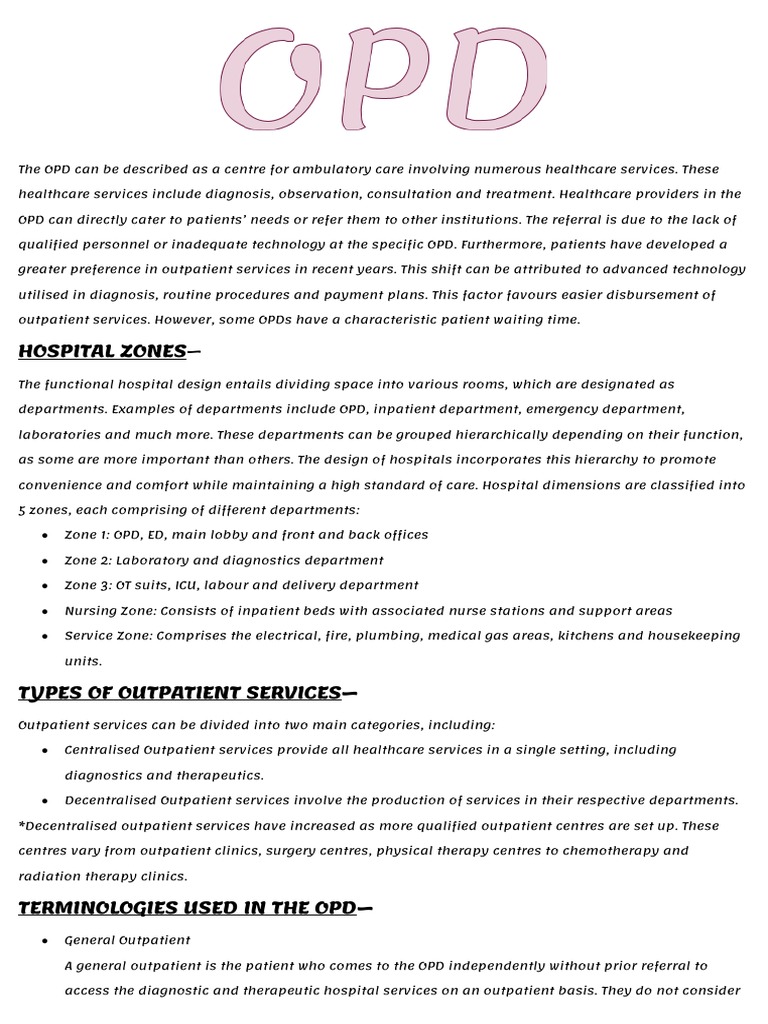 Outpatient Department | PDF | Patient | Hospital