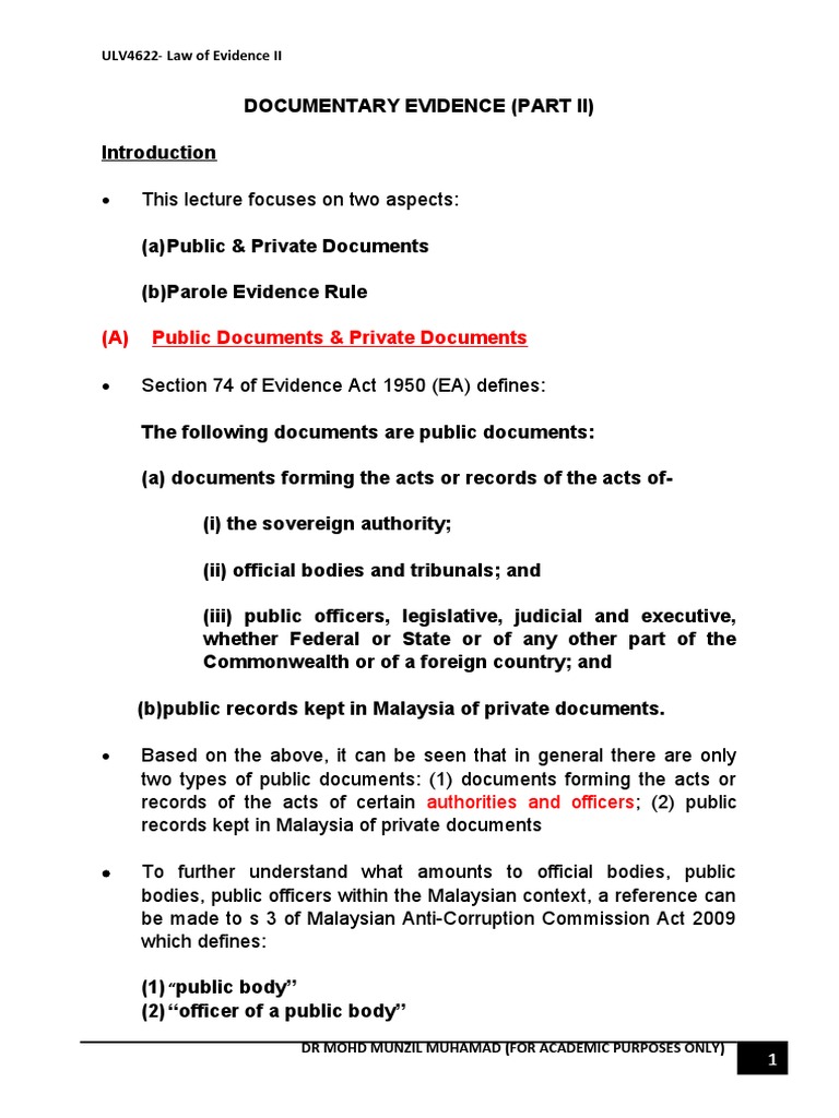 Documentary Evidence (Part 2) | PDF | Parol Evidence Rule | Evidence (Law)