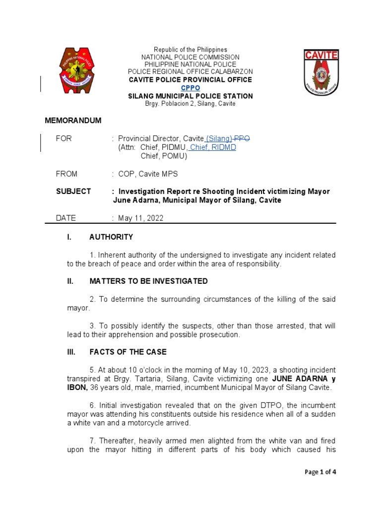 Investigation Report | PDF | Crime Scene | Police