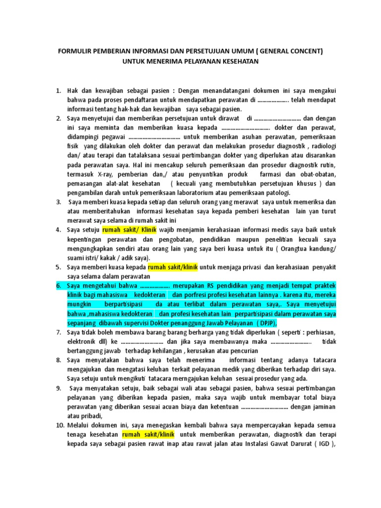 General Consent Contoh | PDF